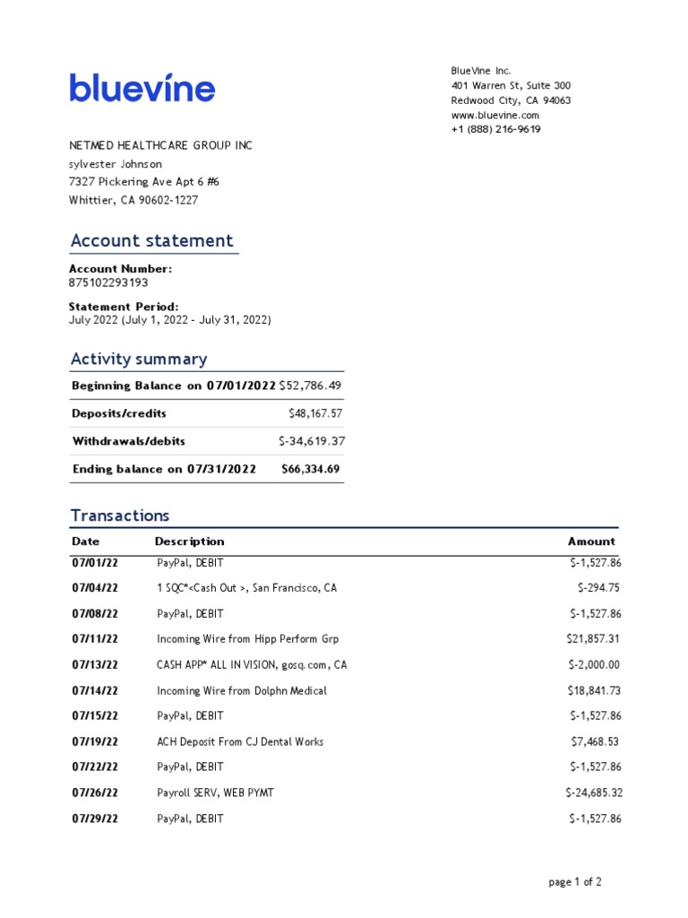 July Statement | PDF | Debit Card | Pay Pal