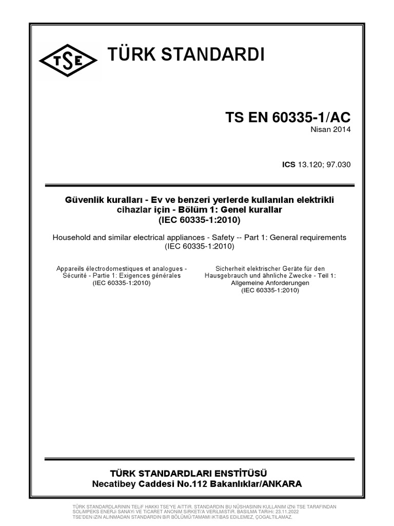 TS en 60335 1 Ac | PDF