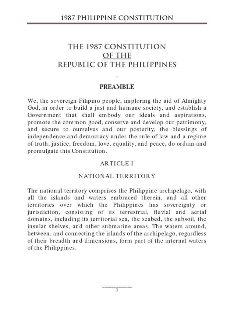 1987 Philippine Constitution Overview | PDF | United States House Of ...