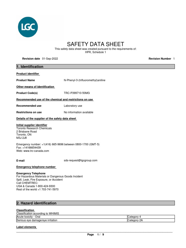 SDS - TRC P399710 50MG | PDF