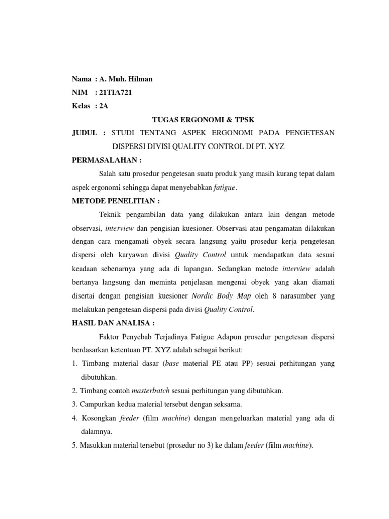 Tugas Ergonomi | PDF