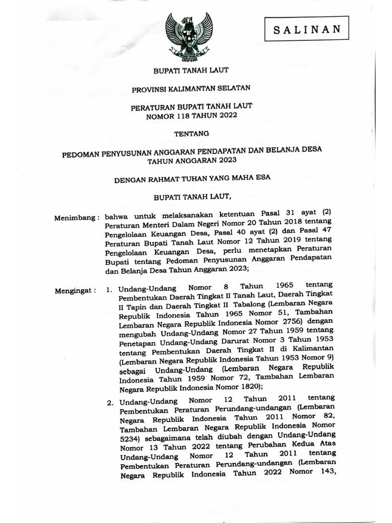 Perbub Tala 118 TH 2022 | PDF