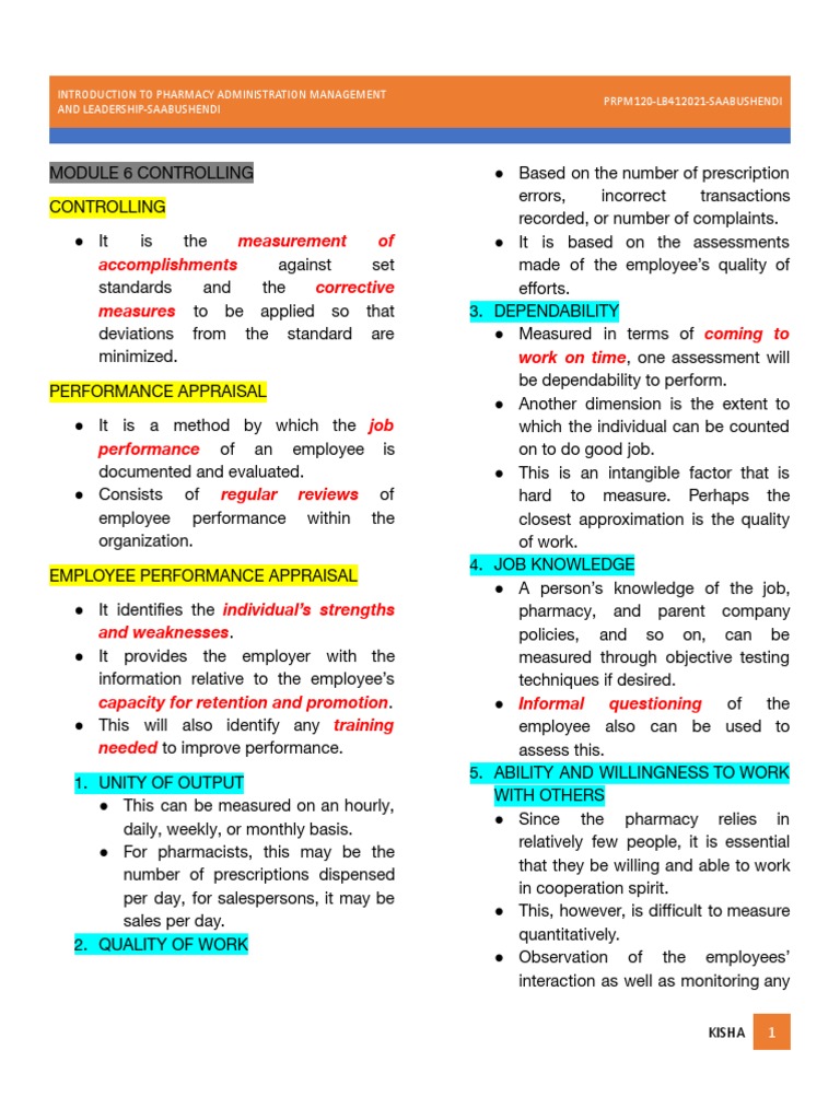 6 - Controlling | PDF | Performance Appraisal | Behavioural Sciences