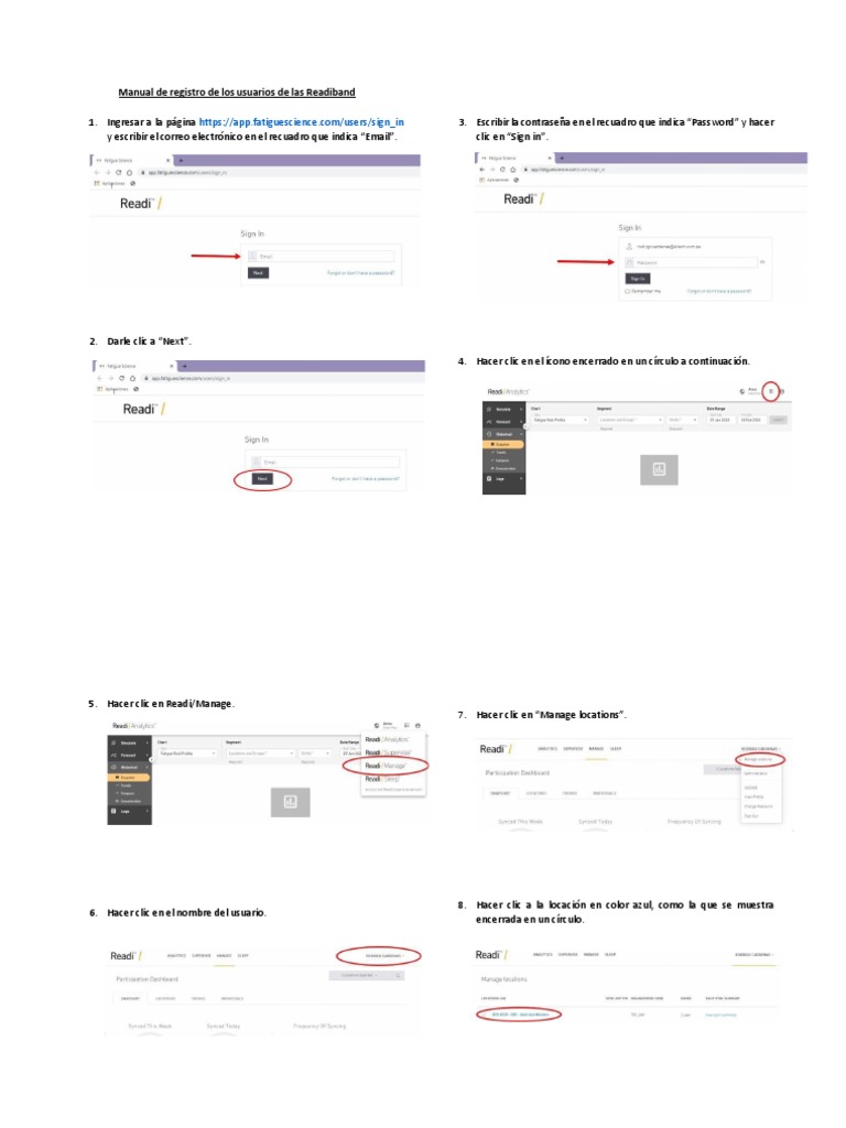 Manual de Registro de Usuarios y SincronizaciÃ N Readiband | PDF ...