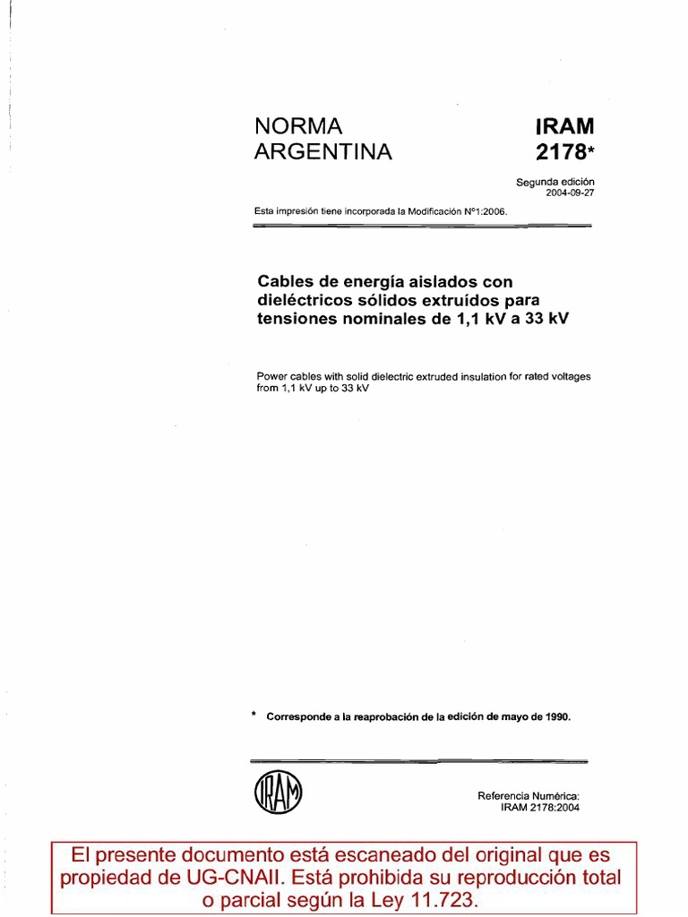 IRAM 2178 (2004) Cables Aislados | PDF