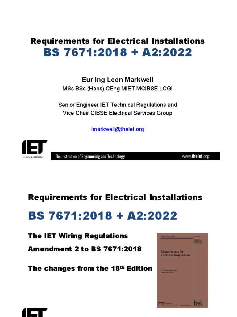 Bs 7671 18th Ed Amd 2 Cibse Iet Lecture April 2022 With Additional ...