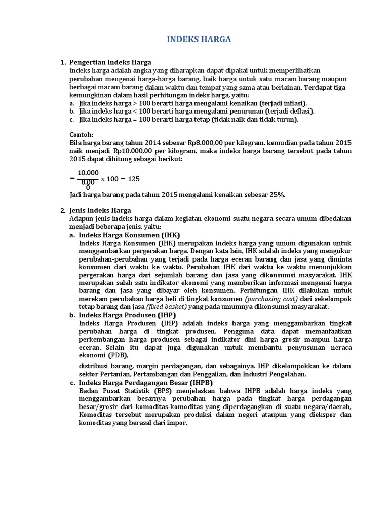 Indeks Harga | PDF | Pengelolaan Keuangan & Uang