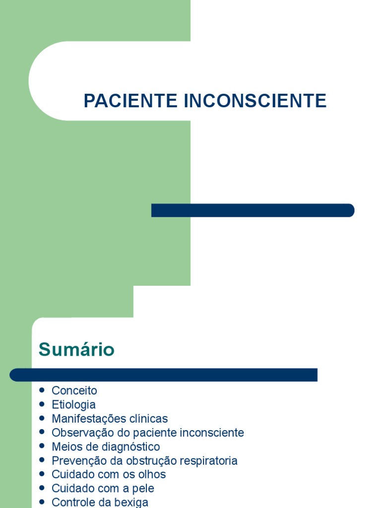 Cuidados em Paciente Inconsciente | PDF | Coma | Medicina Clínica