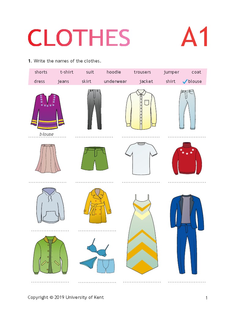 Clothes A1 Students Worksheet | PDF | Sneakers | Clothing