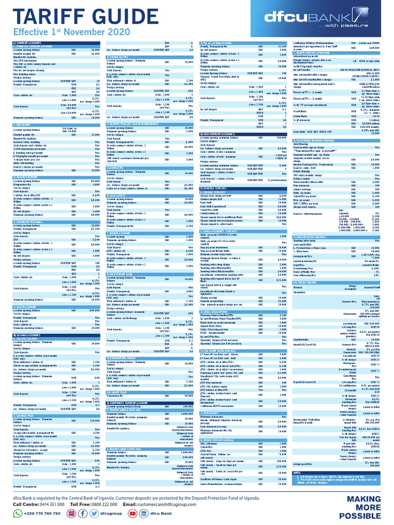 Tariff 1 1 | PDF | Transaction Account | Cheque
