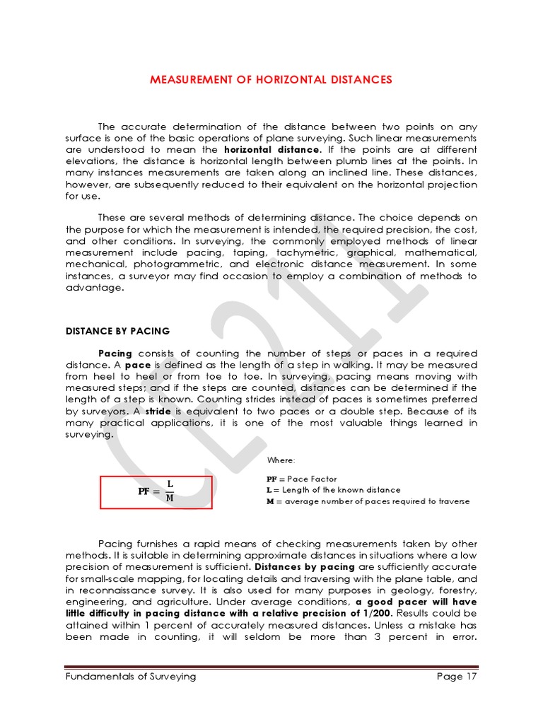 Measuring Horizontal Distances in Surveying | PDF | Surveying | Measurement