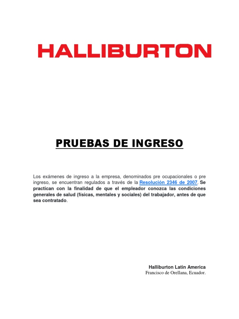 Pruebas de Ingreso Halliburton. | PDF