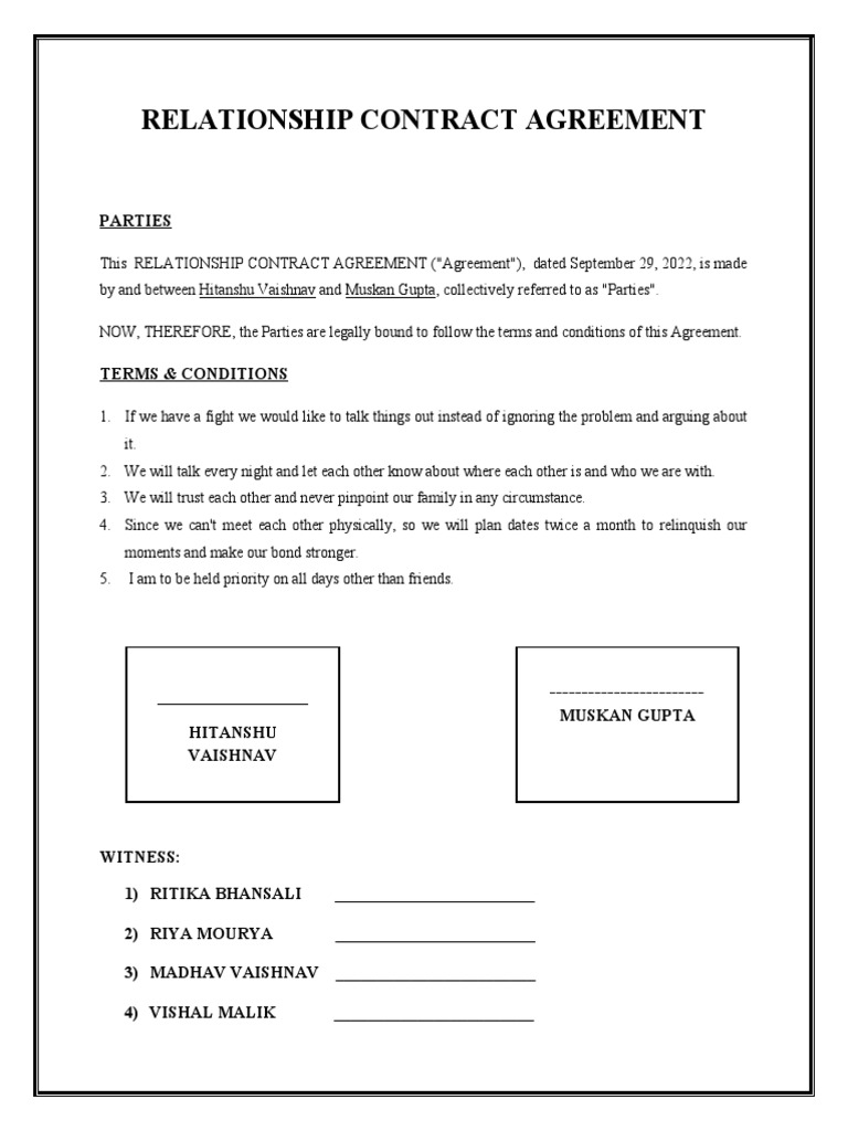 Relationship Contract Agreement | PDF