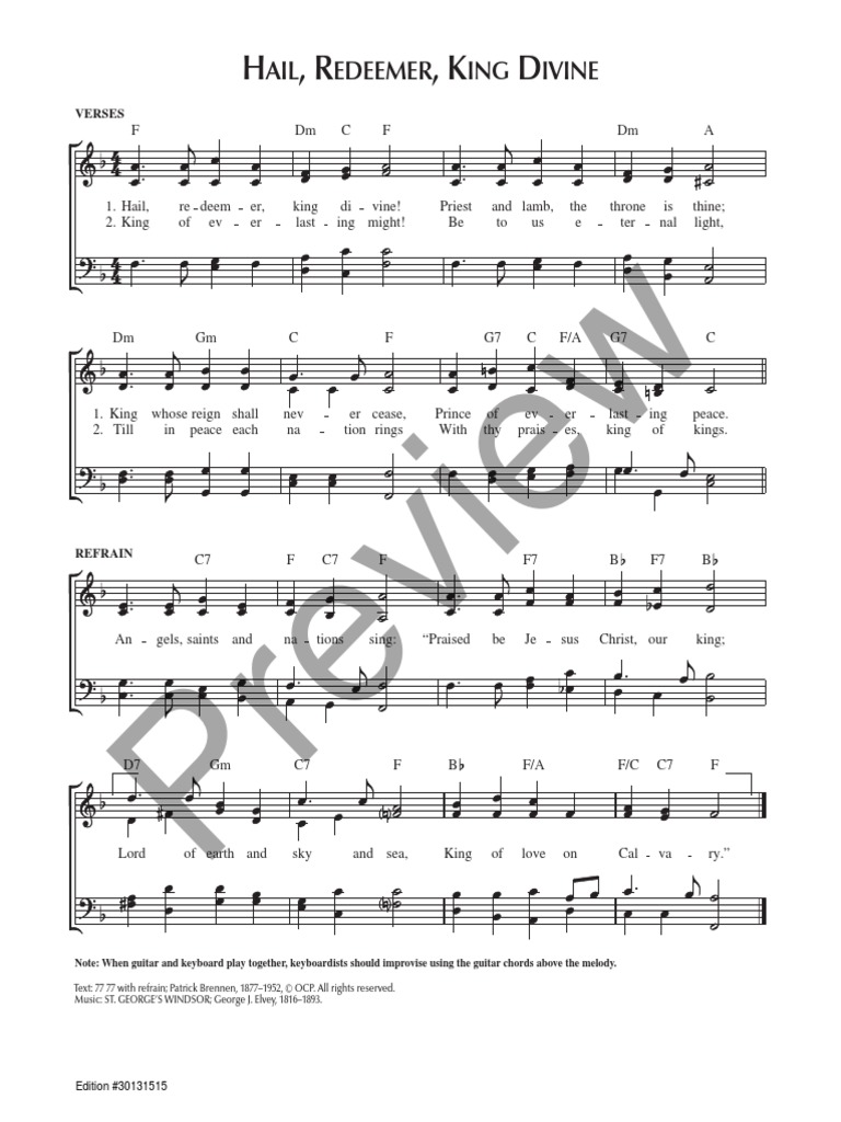 Hail Redeemer Kinng Divine | PDF