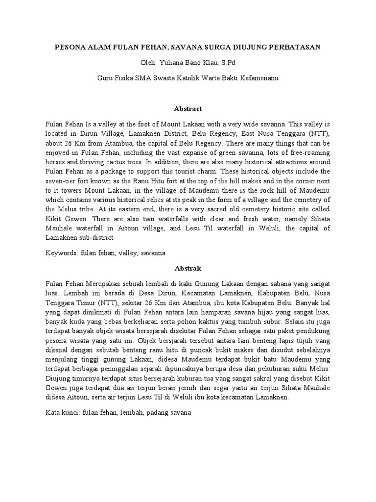 Pesona Alam Fulan Fehan | PDF