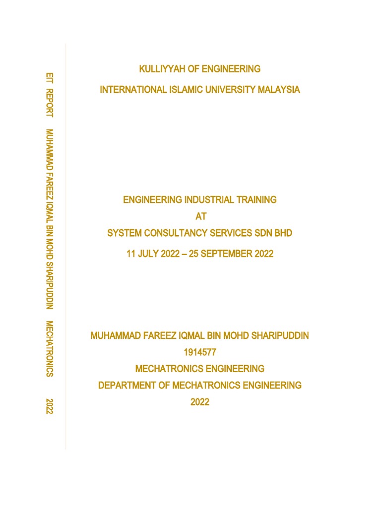 Eit (Internship) Iium Report - Mechatronics (2022) | PDF | Electric Motor | Microcontroller