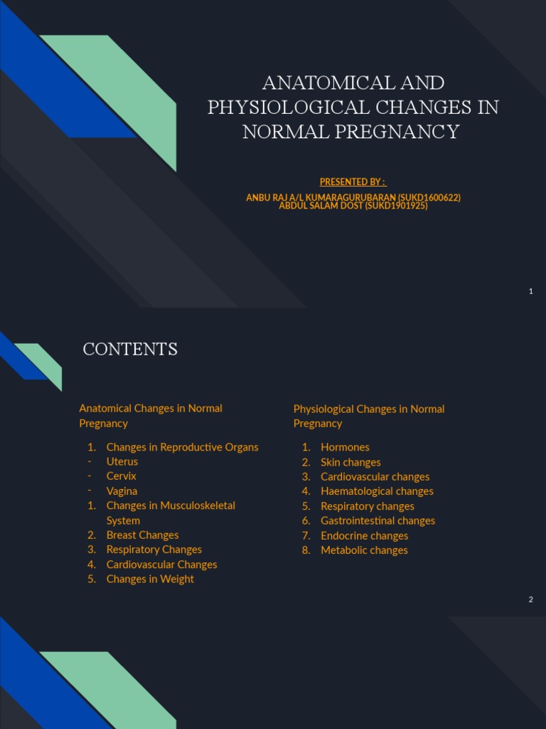 Anatomical and Physiological Changes in Normal Pregnancy | PDF