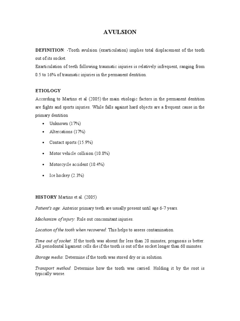 Avulsion: DEFINITION: - Tooth Avulsion (Exarticulation) Implies Total ...