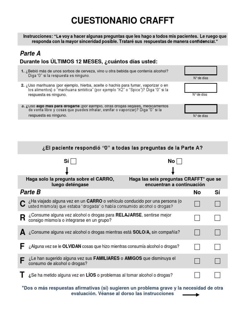 Cuestionario Crafft | PDF | Cannabis (Droga) | Drogas