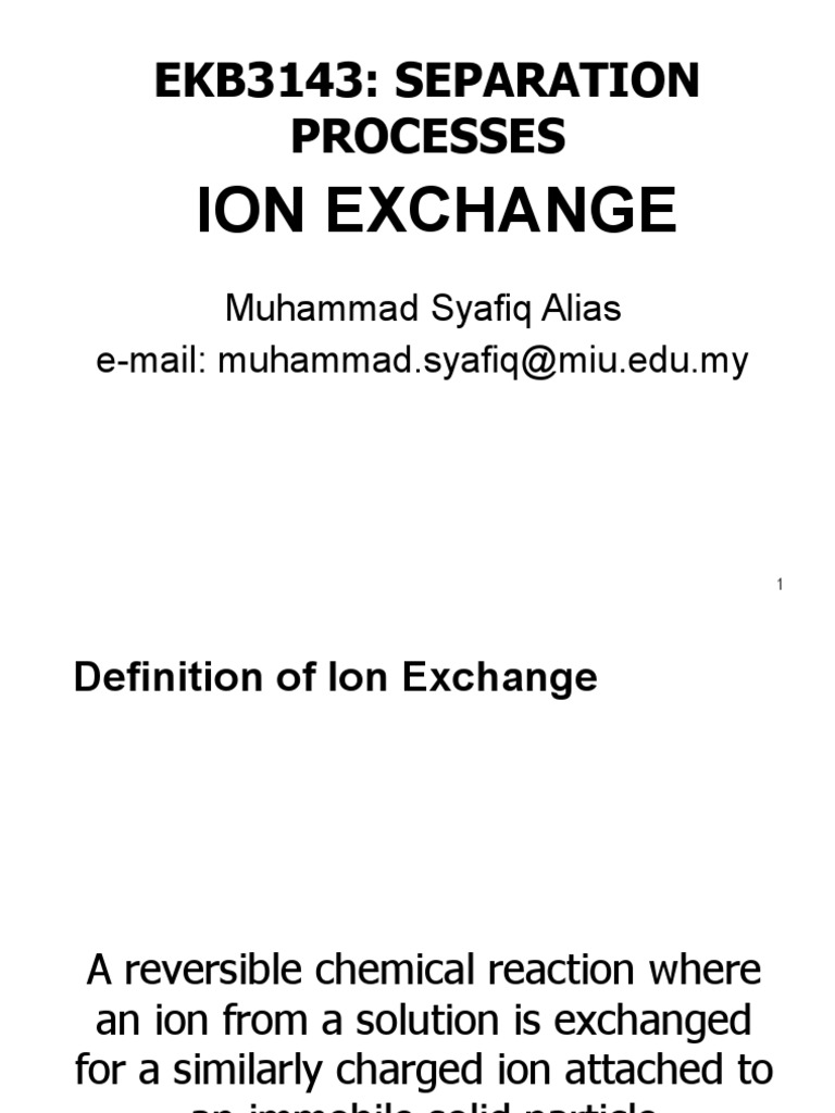 Ion Exchange Processes and Applications | PDF | Ion Exchange | Ion