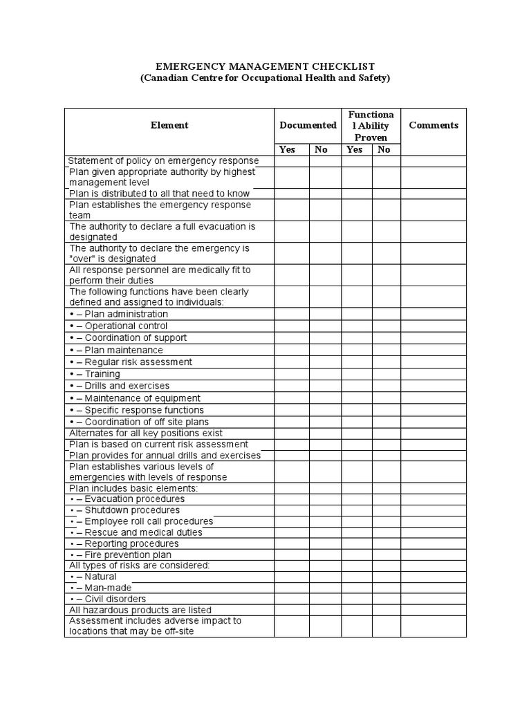 Emergency Management Checklist | PDF | Emergency Management | Emergency