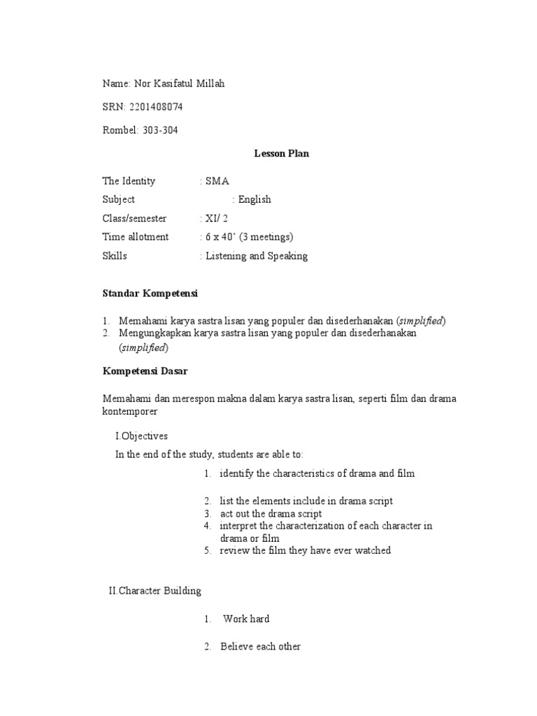 Lesson Plan SMA Grade XI | PDF | Reading Comprehension