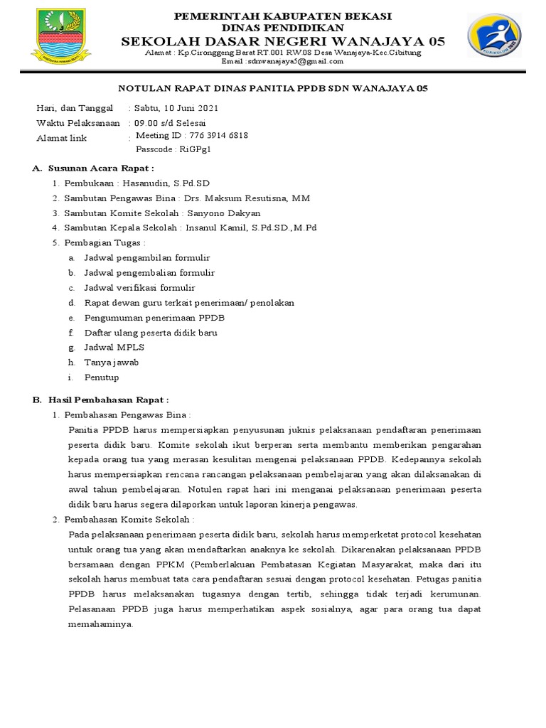 Notula Rapat PPDB | PDF
