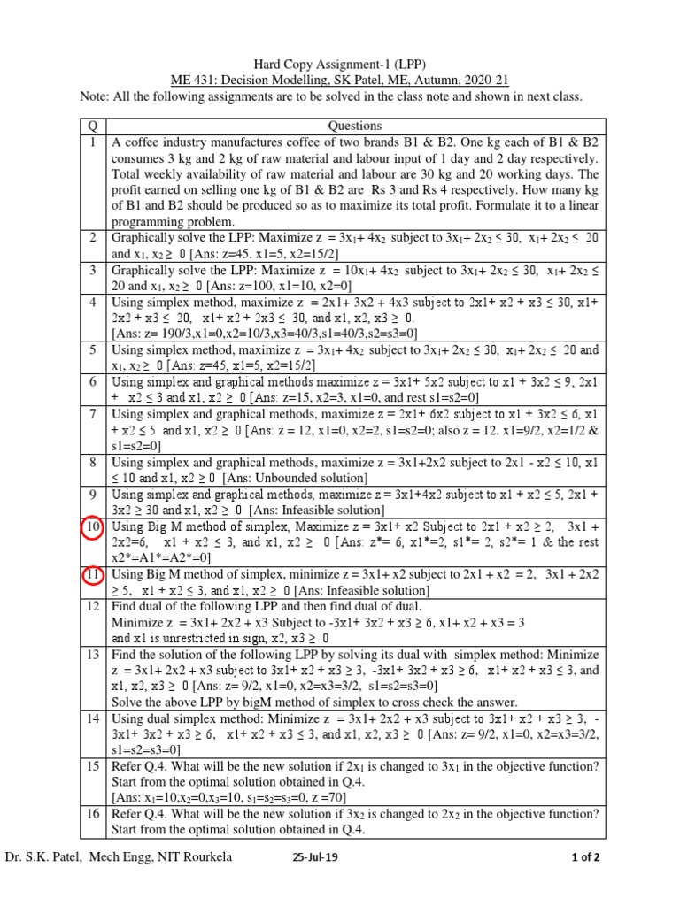 Hca 1 LPP | Download Free PDF | Mathematical Optimization | Computer ...