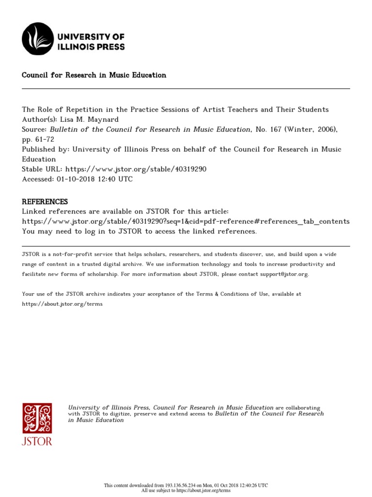 Maynard 2006 The Role of Repetition in The Practice Sessions of Artist ...