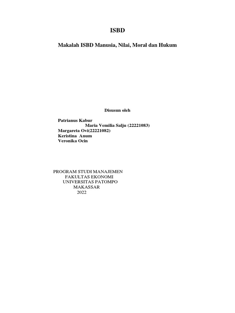 ISBD Makalah ISBD Manusia Nilai Moral Da | PDF