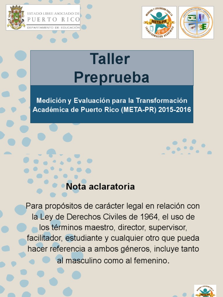 B. META-PR 2016 Taller Preprueba - Parte 1 | PDF