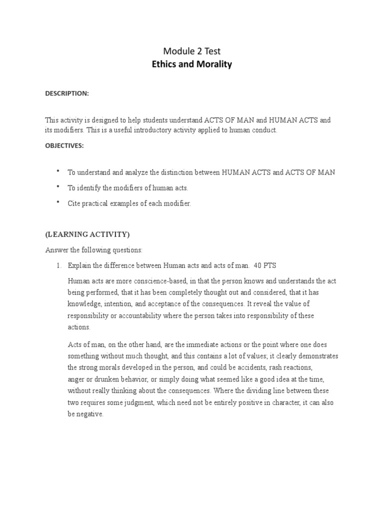 S1 - Summative | PDF | Morality | Intention