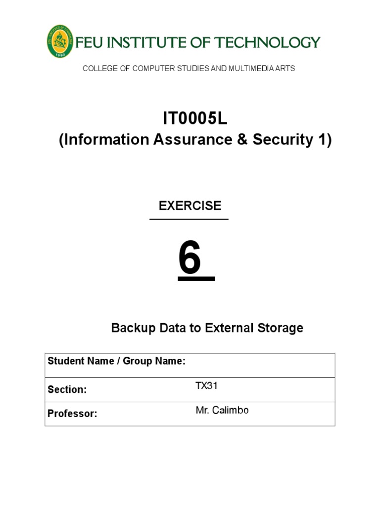 IT0005-Laboratory-Exercise-6 - Backup Data To External Storage | PDF | Backup | Computer File