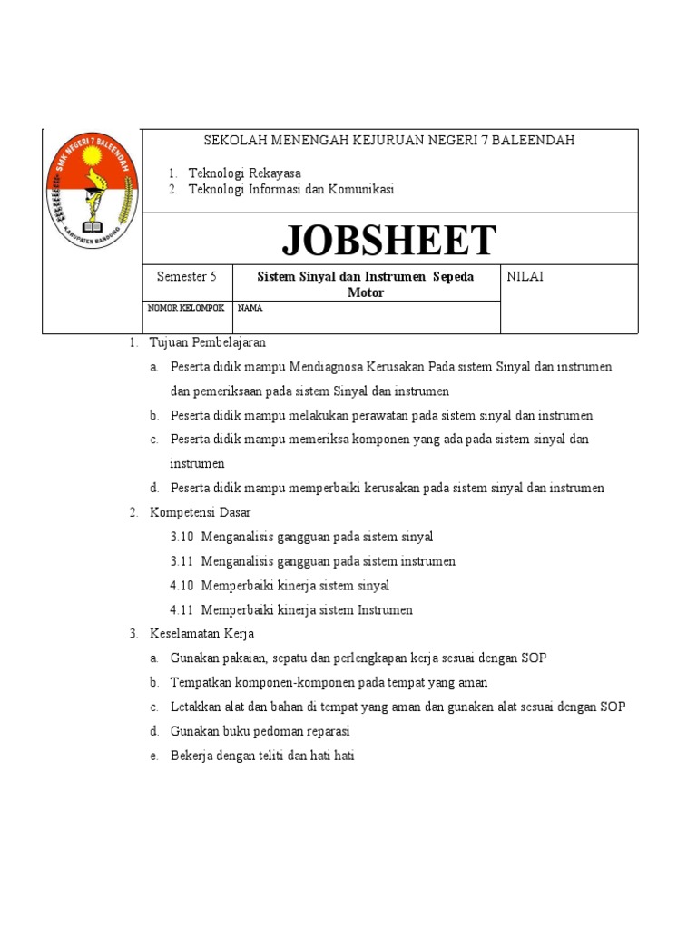 Jobsheet Praktikum Sistem Sinyal Dan Instrumen | PDF