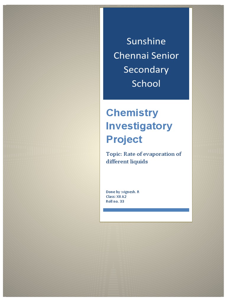 Chemistry Investigatory Project | PDF | Evaporation | Applied And ...