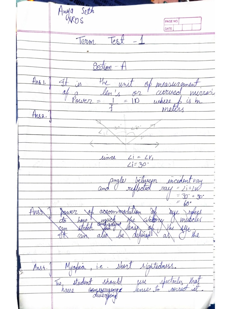 Anya Seth Term Test 1 | PDF
