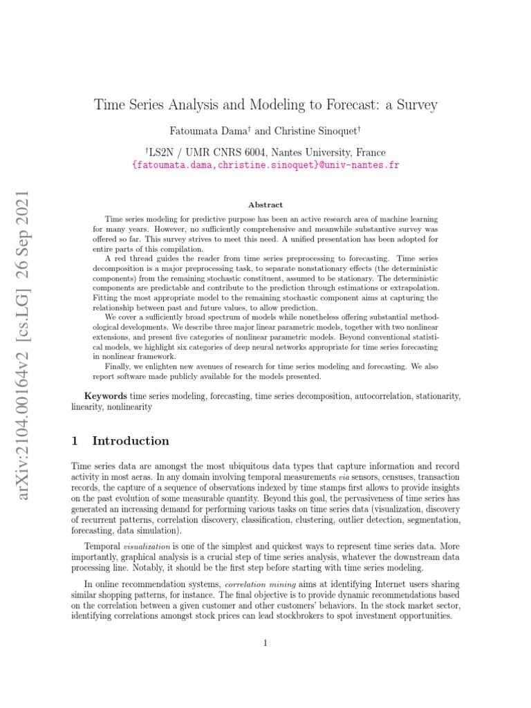 Time Series Analysis and Modeling To Forecast: A Survey | PDF | Stationary Process | Time Series