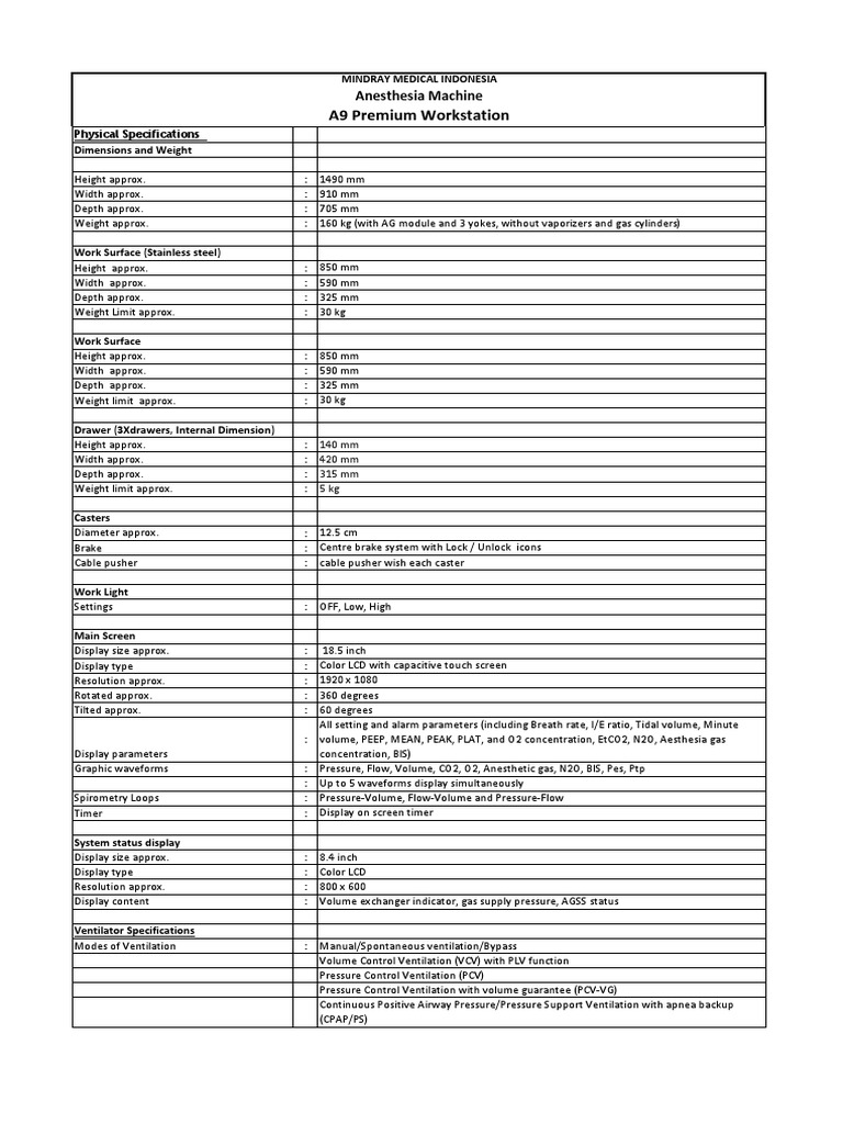 A9 Premium Workstation Specification | PDF | Flow Measurement