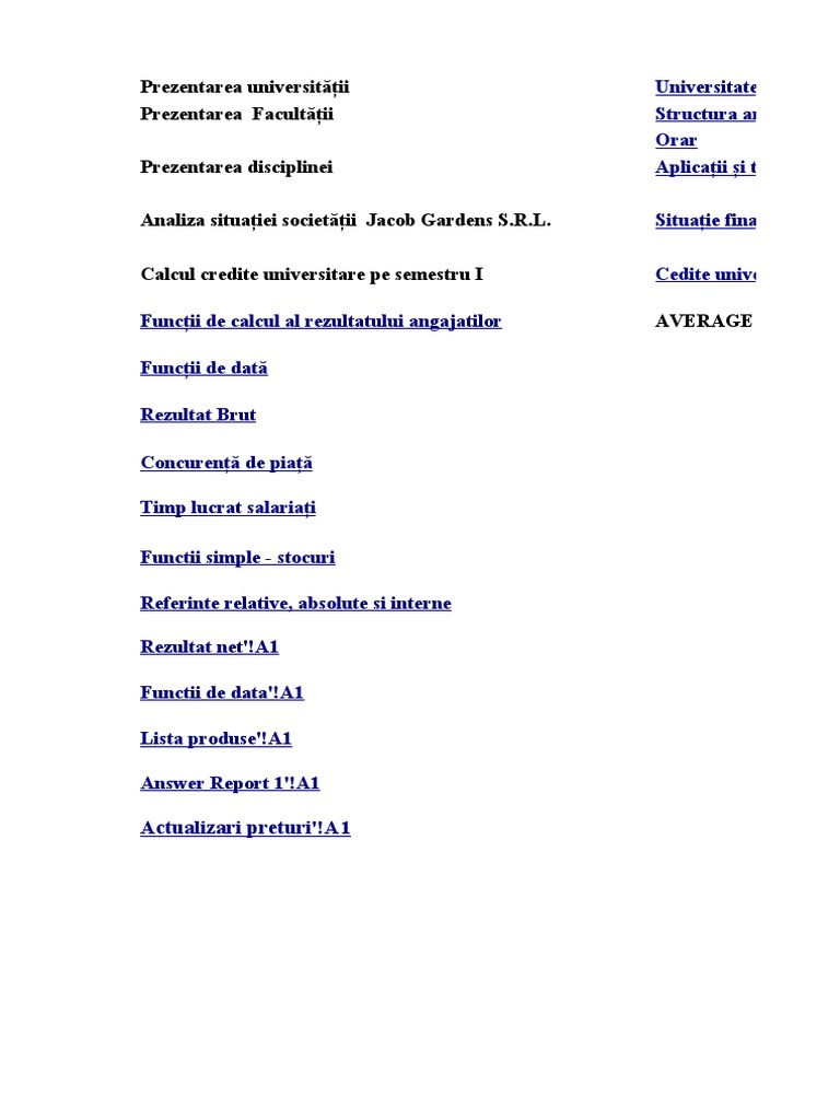 Proiect La Informatica Excel | PDF