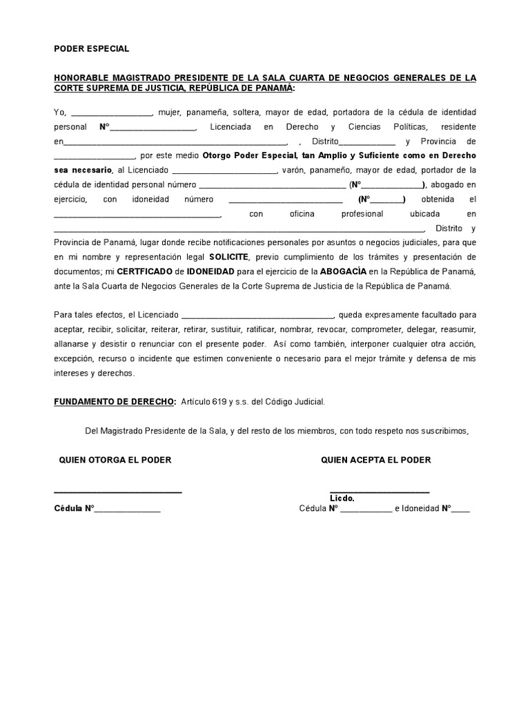 Solicitud-Y-Poder Idoneidad | PDF | Panamá | Gobierno