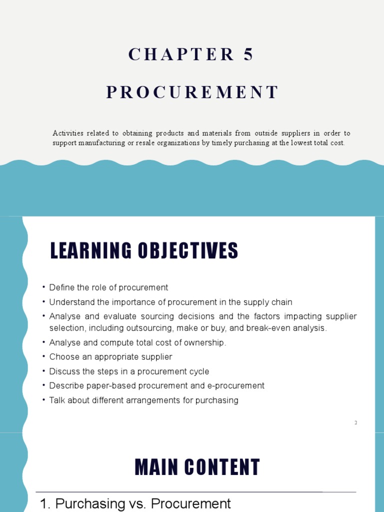(New) Chapter 5-Procurement | PDF | Procurement | Supply Chain