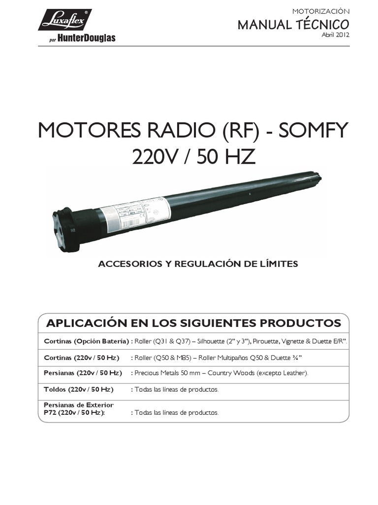 MT Motores Radio Frecuencia (RF) Somfy 2012 04 01 | PDF | Radio