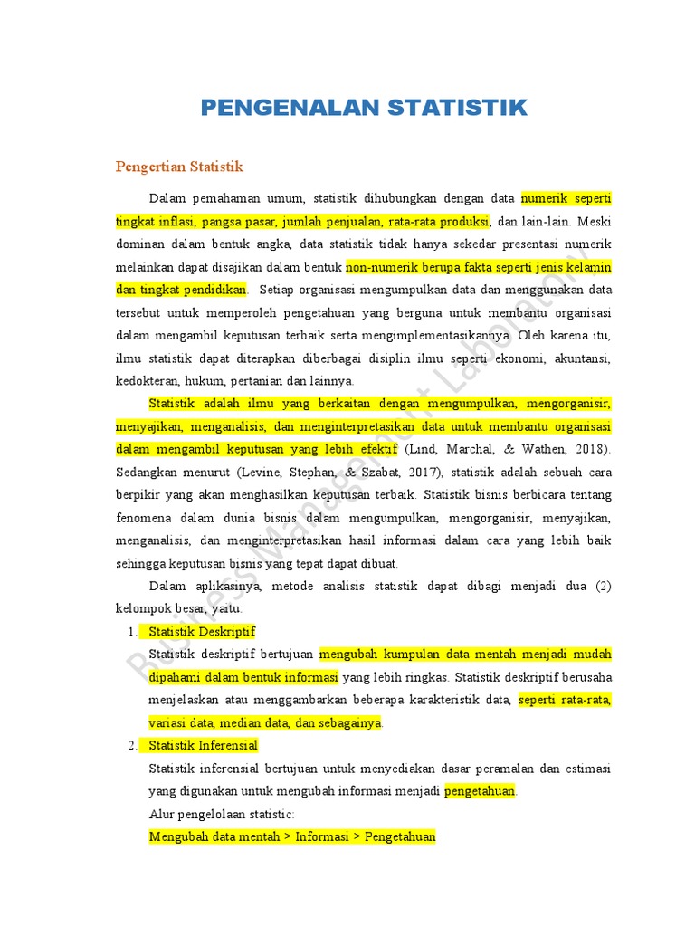 Pengenalan Statistik, Pengenalan SPSS, Statistik Deskriptif | PDF