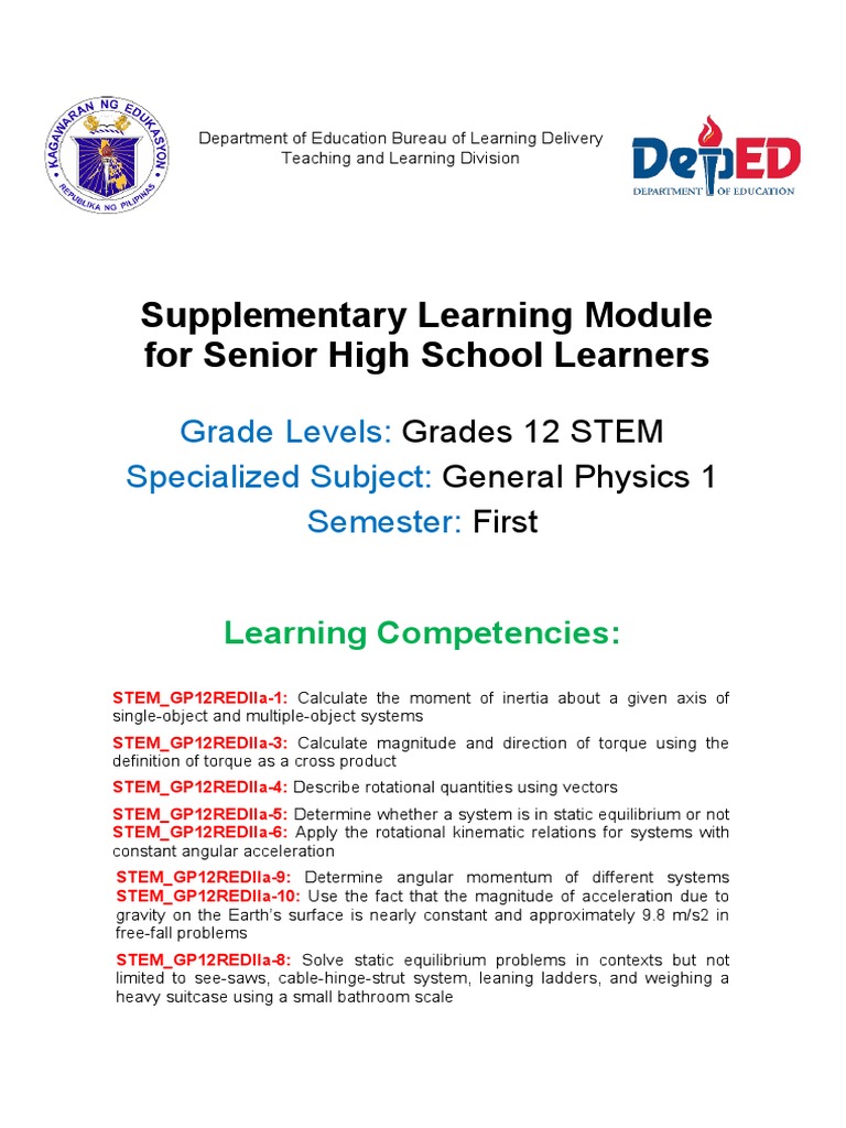 GP1 - Q2 - W1 - SLK - Rotational Motion | PDF | Rotation Around A Fixed ...
