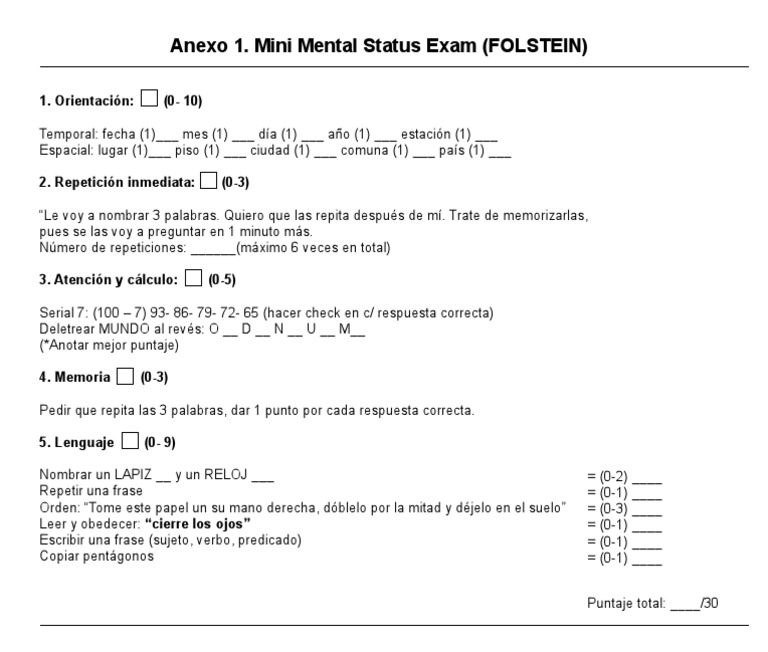 Mini Mental Test | PDF