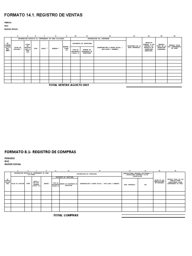 Registro de Compras y Ventas 2021 | PDF | Economias
