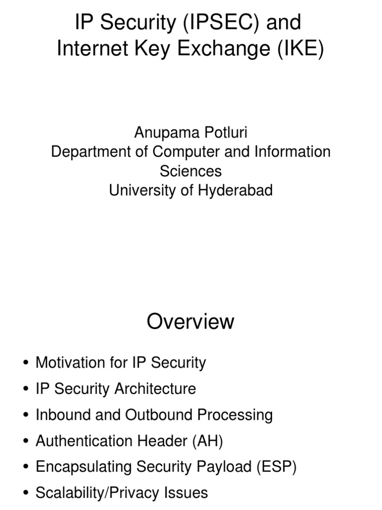 IP Security (IPSEC) and Internet Key Exchange (IKE) | PDF | Internet Protocols | Transmission ...