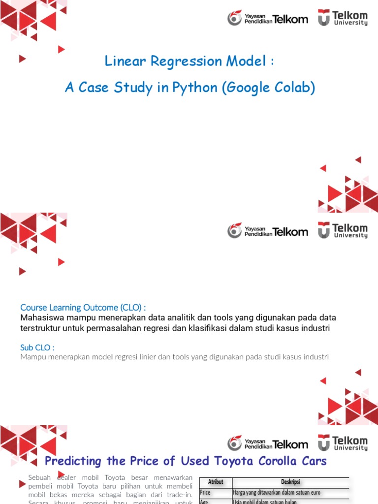 Pertemuan 6 Studi Kasus Model Regresi Linier Dan Implementasi Python