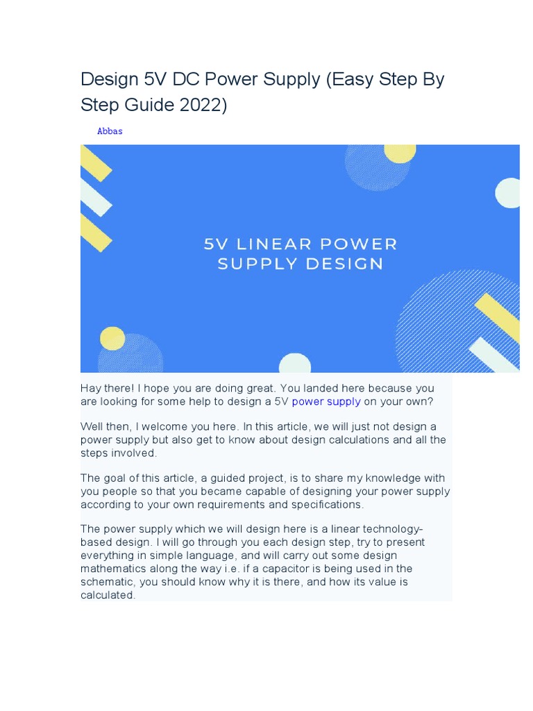 5V DC Power Supply Design Guide | PDF | Rectifier | Power Supply