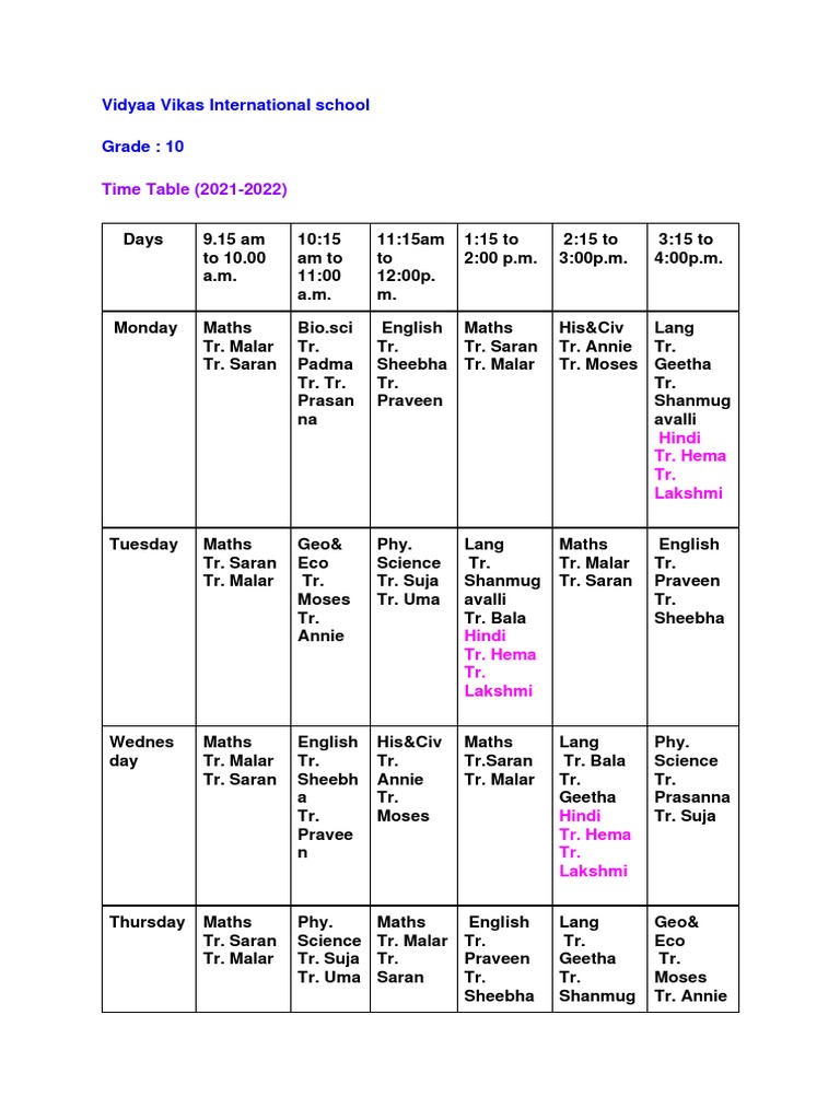G 10 Online Class Schedule Trs Jan 2022 | PDF